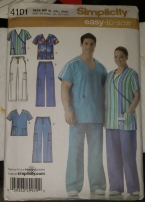 Simplicity Womans And Mens Scrub Tops And Pants Pattern Size Xl, Xxl ...