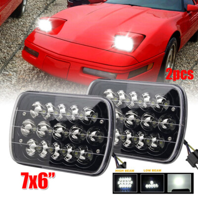 2pcs Fit Chevy Corvette C4 1984-96 5x7''7x6'' LED Headlights Halo Hi-Lo ...