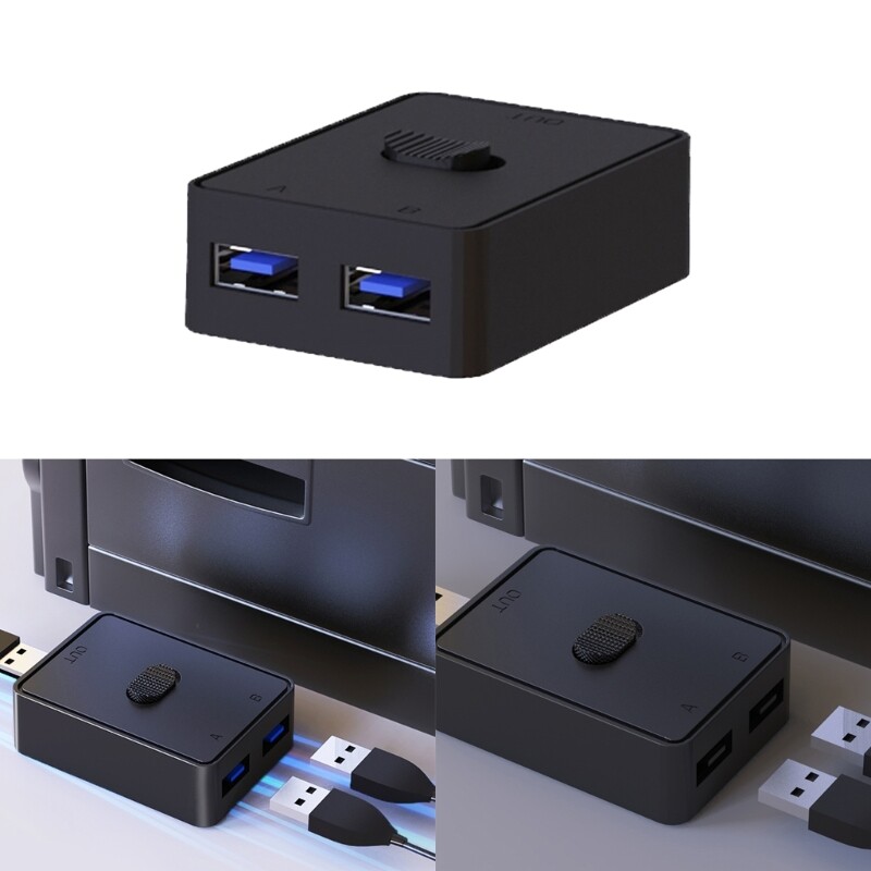 2 Ports USB KVM Switcher Printer Sharing Bi-directional USB KVM ...