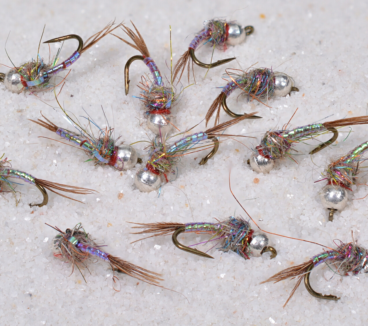 12 Flies - Tungsten Bead Rainbow Warrior Midge Nymph Fly - Mustad Signature | eBay