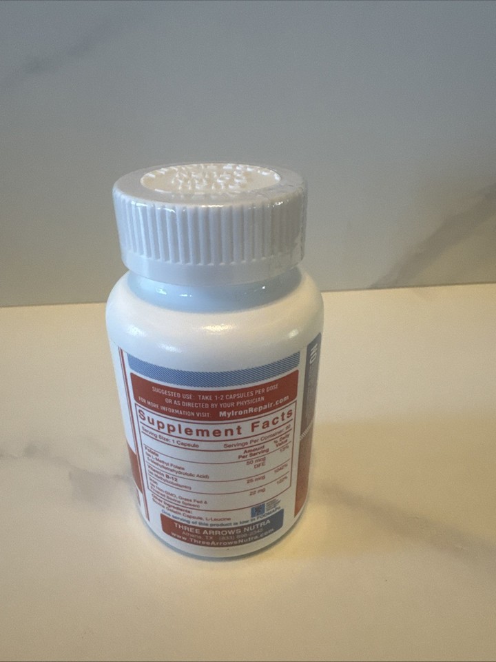 Three Arrows Iron Repair Plus Natural Iron B12 Folate Supplement 90 ...