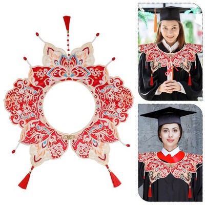 Graduation Gown Accessories Hanfu Cape with Tassels Flowers Shoulder ...