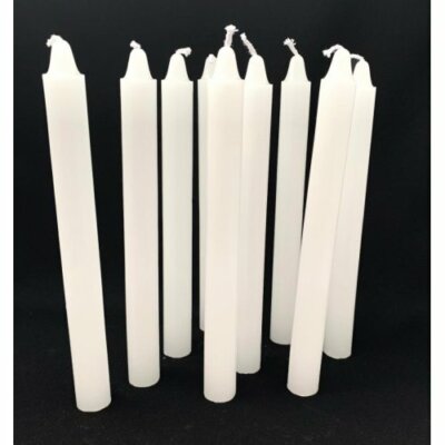 16PK Plain White Unscented Dinner Candle Tapered 25cm Taper Church ...