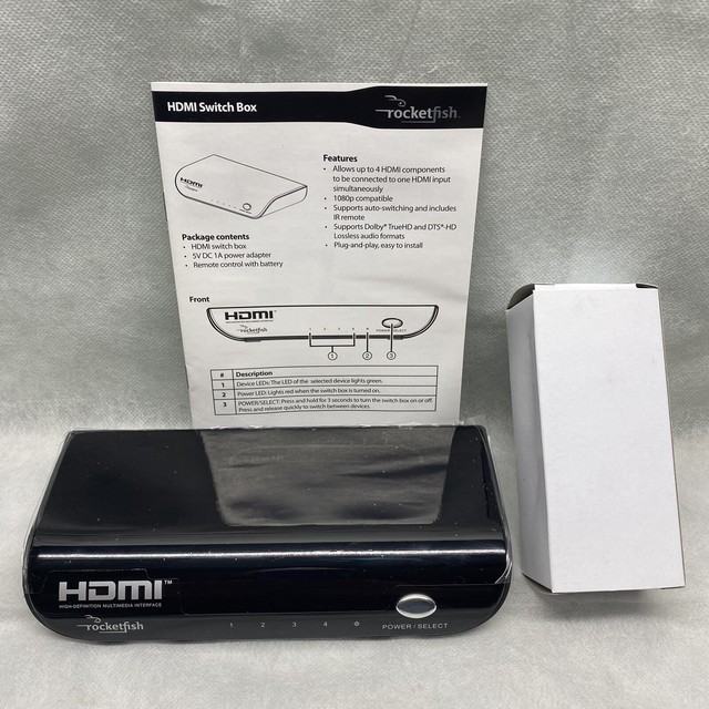 Rocketfish 1080p 4-Port HDMI Switch-Switcher w/Remote (RFHDMI4) HDMI ...