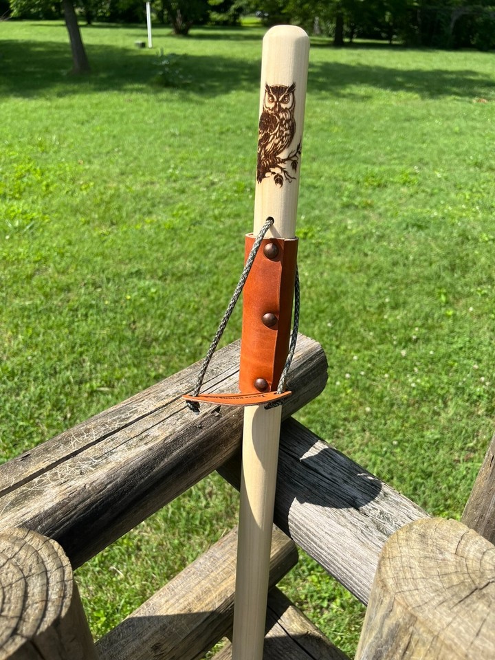 Owl Natural Earth Tones Poplar Wood Walking Stick Hiking Staff | eBay