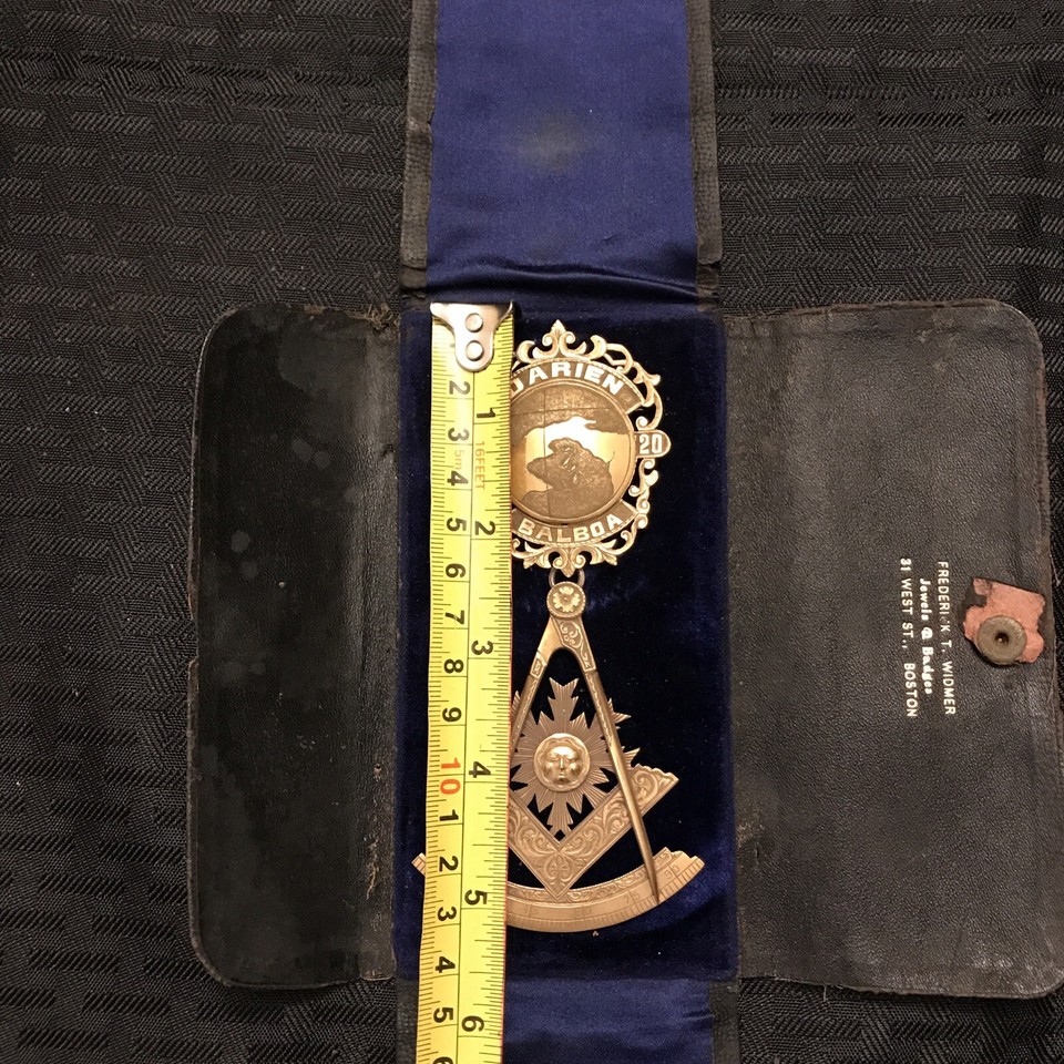 Vintage Freemason Master Masonic Medal Pin 18k Yellow Gold Panama Canal ...