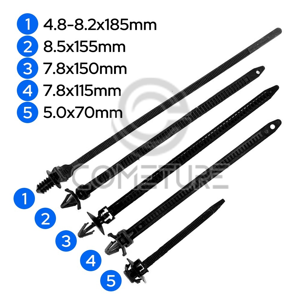 100x Car Line Cable Ties Zip Tie Wrap Push Rivet Clip Wiring Loom ...