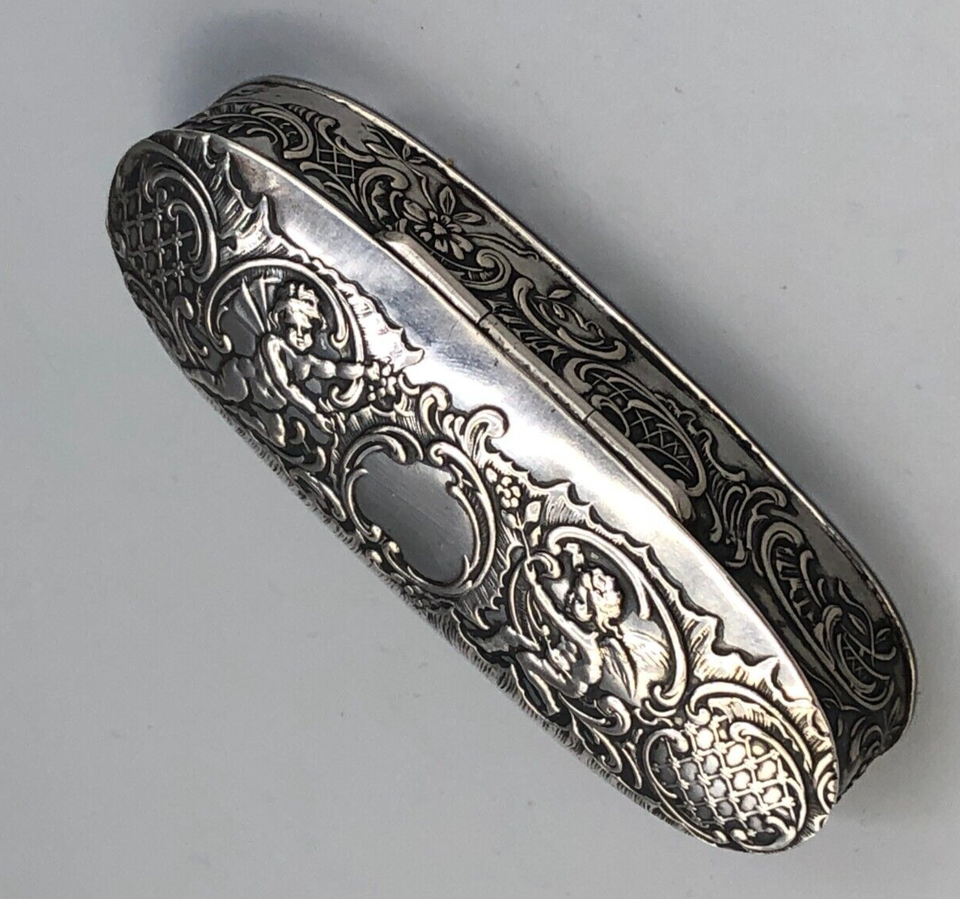 Sterling Silver Box with German Hallmarks and Cherub design 4" x 1.5 ...