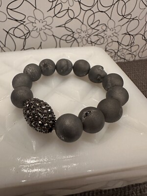 Druzy geothite bead stretch bracelet | eBay