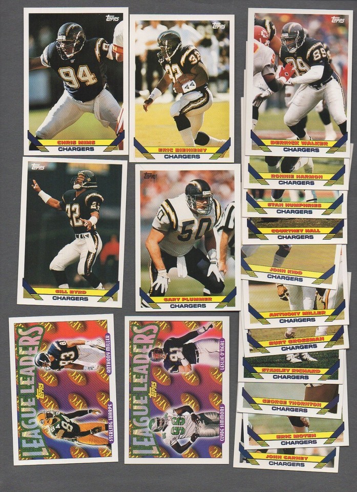 1993 Topps Football SAN DIEGO CHARGERS Complete Team Set - 26 Cards | eBay