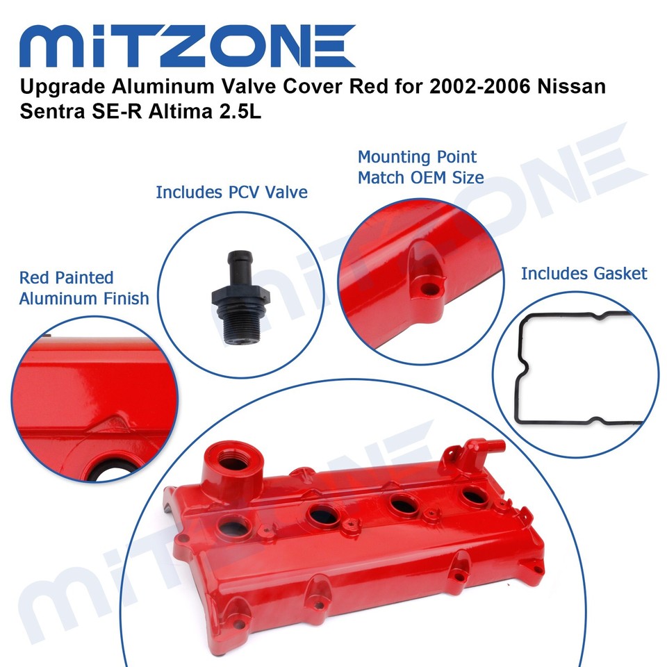 Upgraded Aluminum Valve Cover Red for 2002-2006 Nissan Sentra SE-R ...