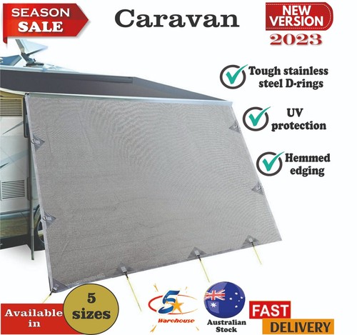 5 Sizes Caravan Privacy Screens 1.95m Roll Out Awning End Wall Side Sun ...