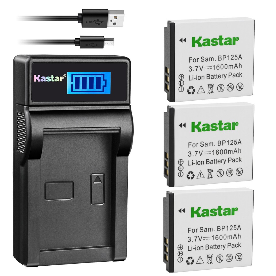 Kastar Battery LCD USB Charger for Samsung IA-BP125A & Samsung HMX-QF30 ...