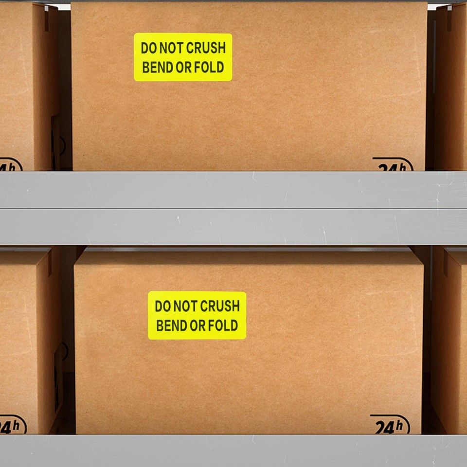 1x2 inch DO NOT Crush Bend OR FOLD Warning Shipping Stickers Self ...