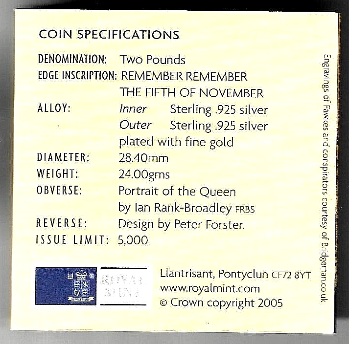 Gunpowder Plot Guy Fawkes PROOF DOUBLE THICK SILVER PEIDFORT coin BU w ...