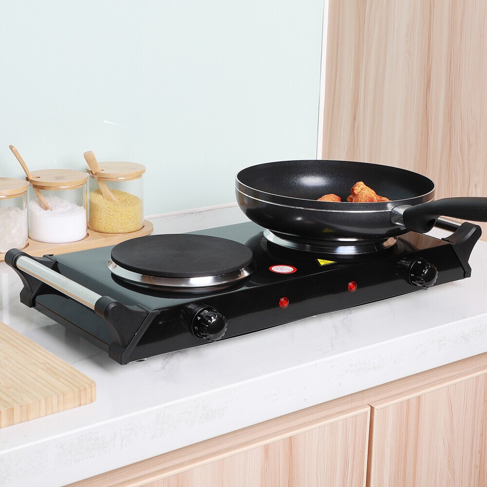 2000W Electric Cooker Double Hob Hot Plate Stove W/ Handle Table Hob ...
