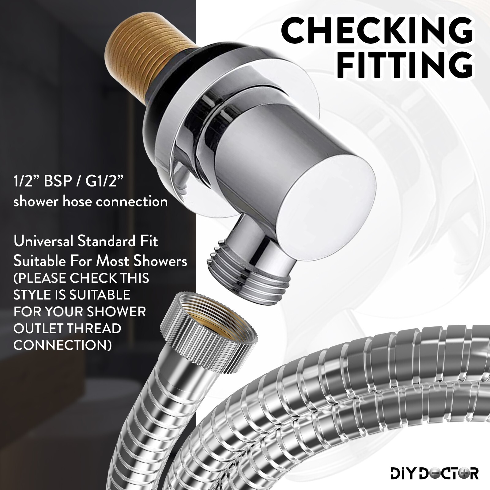 Shower Hose 1.75m Stainless Steel Bath Taps Washers Connector Flexible ...