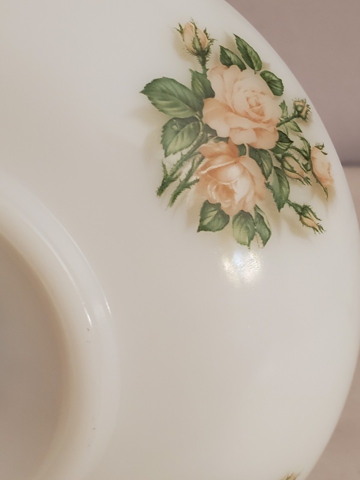 White Sheer Milk Glass Bowl With Painted Roses Gold Rim | eBay