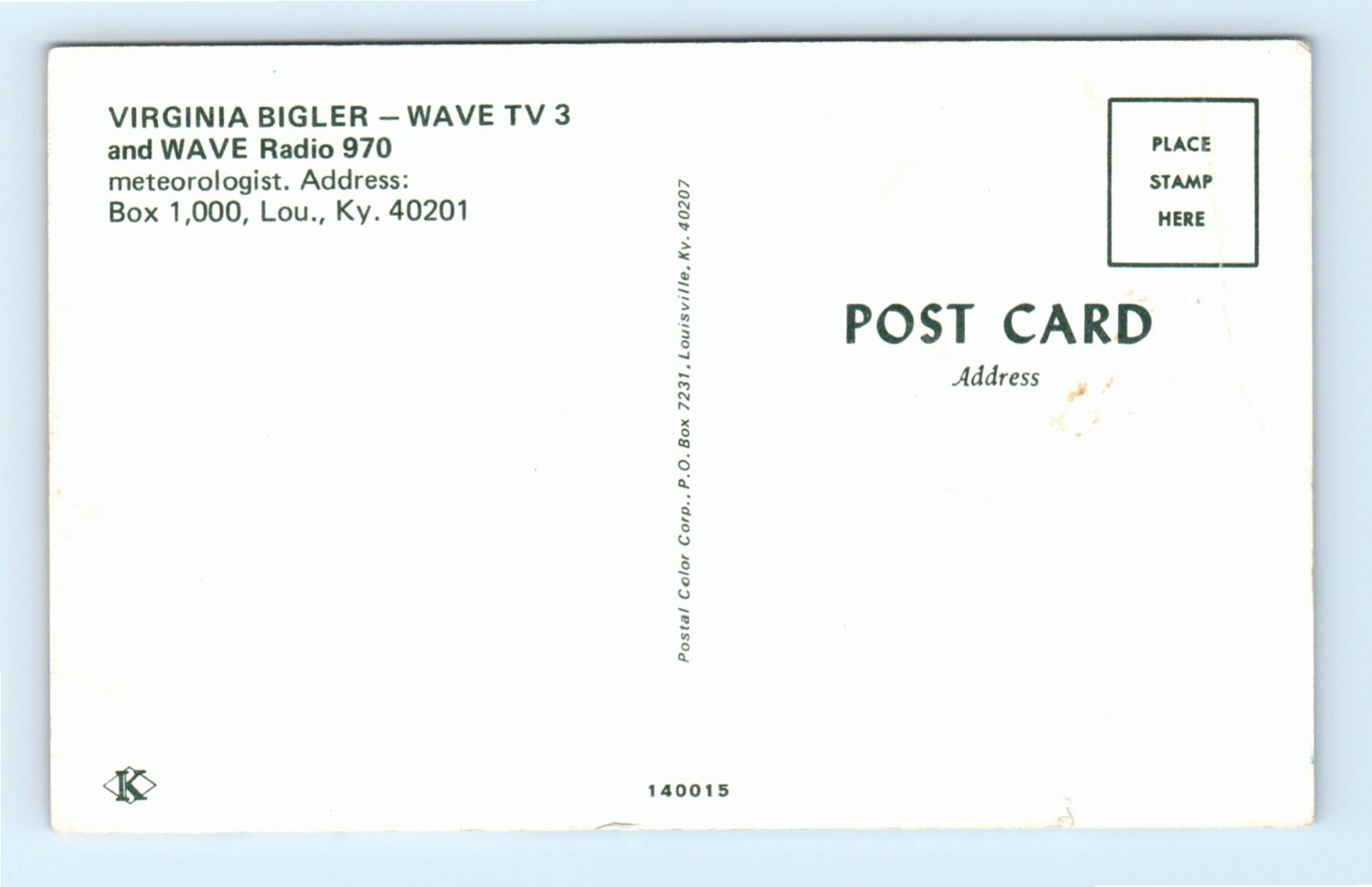 Louisville, KY Postcard WAVE TV 3 & WAVE RADIO 970 Meteorologist ...