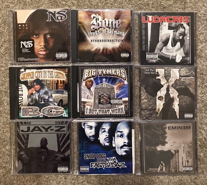 Rap Hip Hop CDs CD Lot Of (9) Bone Thugs Eminem DMX Jay-Z Snoop Dogg ...