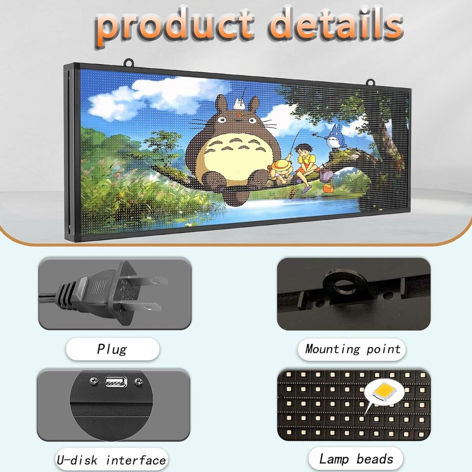 Outdoor P5 Led Sign 39"×14" WIFI+USB Control LED Display Message ...