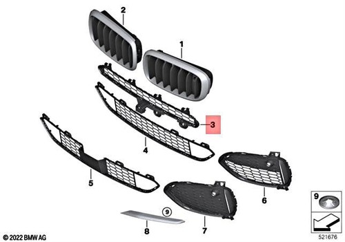 Genuine BMW X5 F15 Front Bumper Center Upper M Grille OEM 51118054013 ...