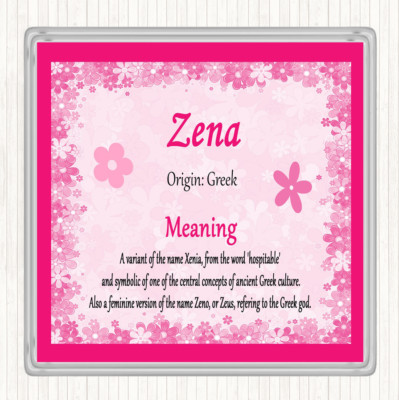 Zena Name Meaning Drinks Mat Coaster Pink | eBay