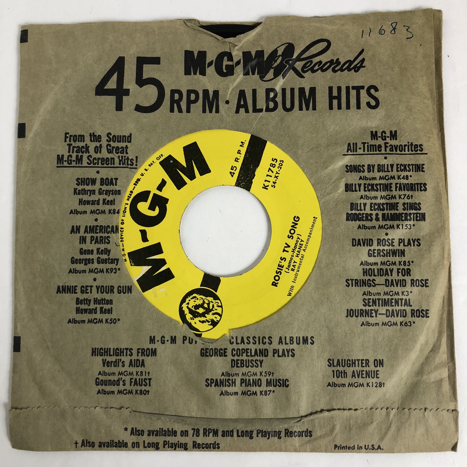 Ray Haney-I'm Sorry, Sorry Now/Rosie's TV Song MGM K11785 45 RPM Record ...