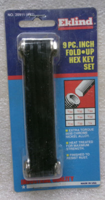 EKLIND FOLD-UP SAE INCH HEX KEY SET 9 IN 1 NO. 91 EDP NO. 20911 #413F ...