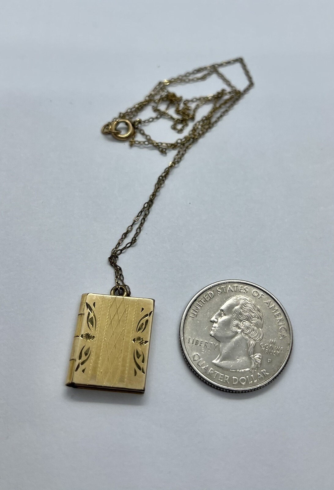 Art Deco 1/20 12kt Gold Filled Taille d’Epargne Book Shaped Locket ...