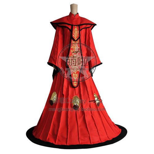 Star Wars Phantom Menace Padme Amidala Cosplay Costume Red Queen Dress ...