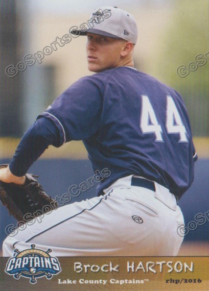 2016 Lake County Captains Brock Hartson RC Rookie Indians Minor League ...