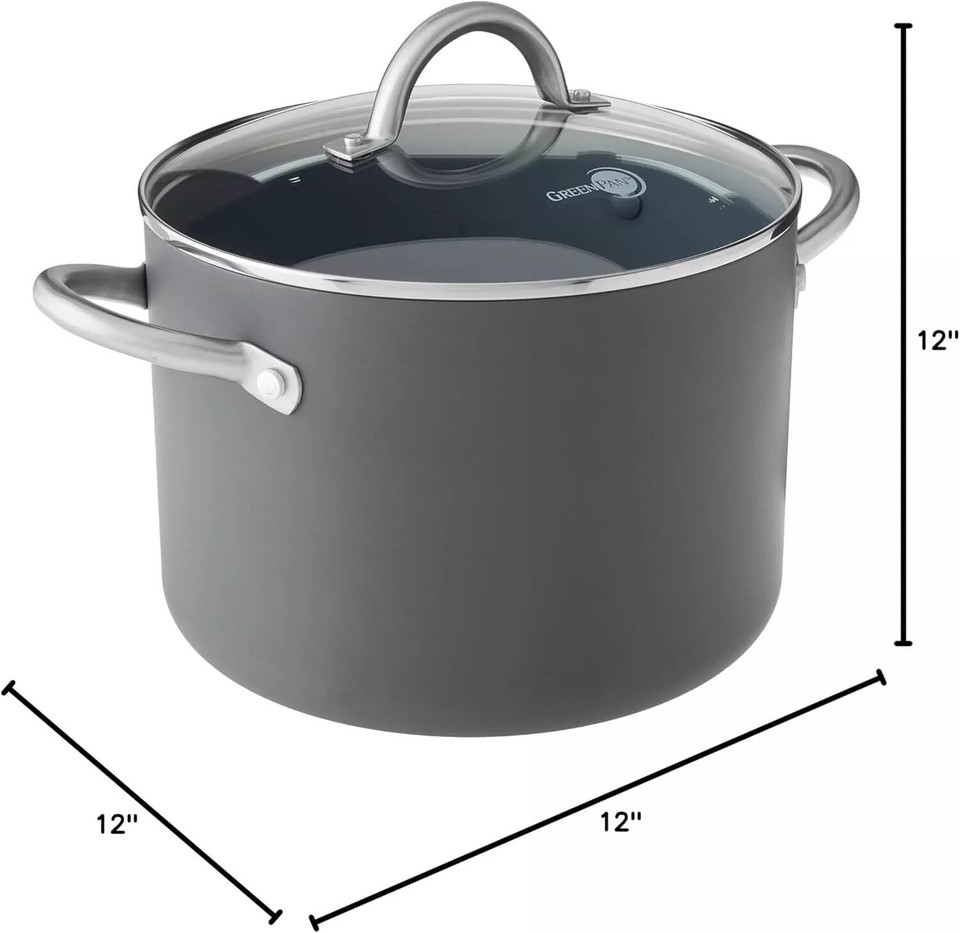 GreenPan Lima Hard Anodized Healthy Ceramic Nonstick 8QT Stock Pot with ...