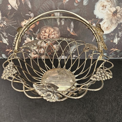 Vintage GODINGER Silverplated Grapevine Basket With Hinged Handle 11 ...