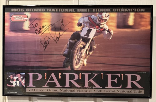 Harley Davidson Signed Scott Parker Framed Picture/Poster 25”x15.5” | eBay