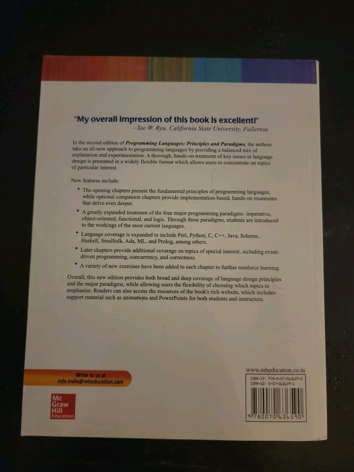 Programming Languages Principals and Paradigms 2nd Edition McGraw Hill ...