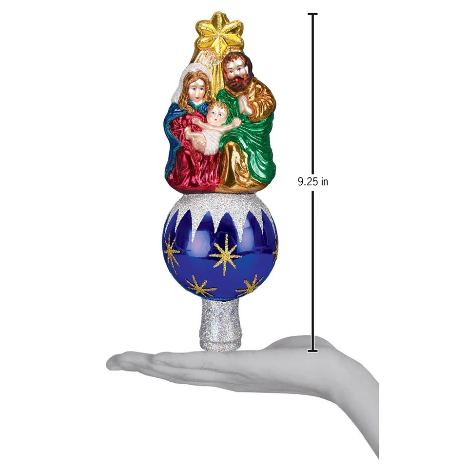 Nativity Holy Family Tree Topper Glass 9.2" Vintage Inspire Old World ...