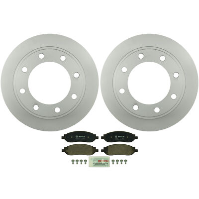 Bosch 2 Rear Vented Rotors 340mm & Semi-Met Disc Brake Pads Kit For ...