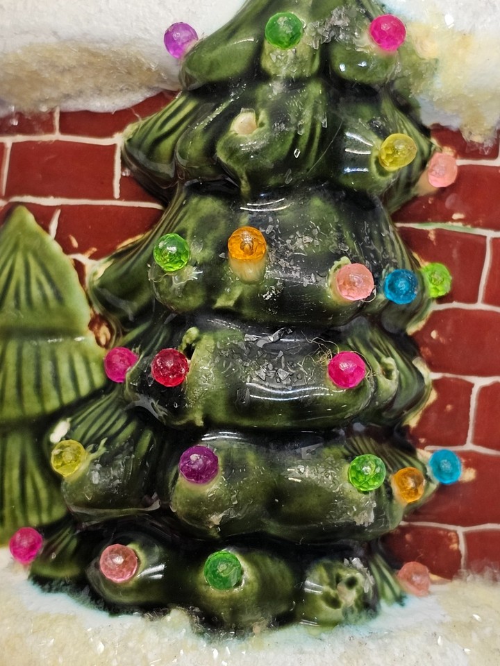 VTG Igloo House Ceramic Mold painted Santa Trees w/ bulbs Snowman ...