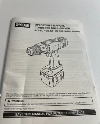 Ryobi Owners Manual Cordless Drill-Driver SA1202 SA14402 SA1802 | eBay