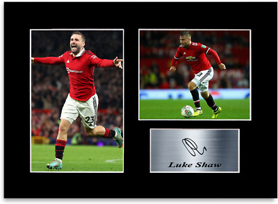 Luke Shaw Man United Player Printed Signed Photo Display Mount Gift A4 ...