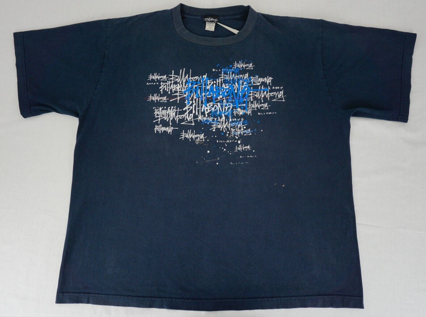 Y2K Billabong graffiti tags navy blue shirt tagged 2X… - Gem