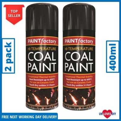 2 x Paint Factory Ceramic Coal Spray Paint High Temperature Black 400ml ...