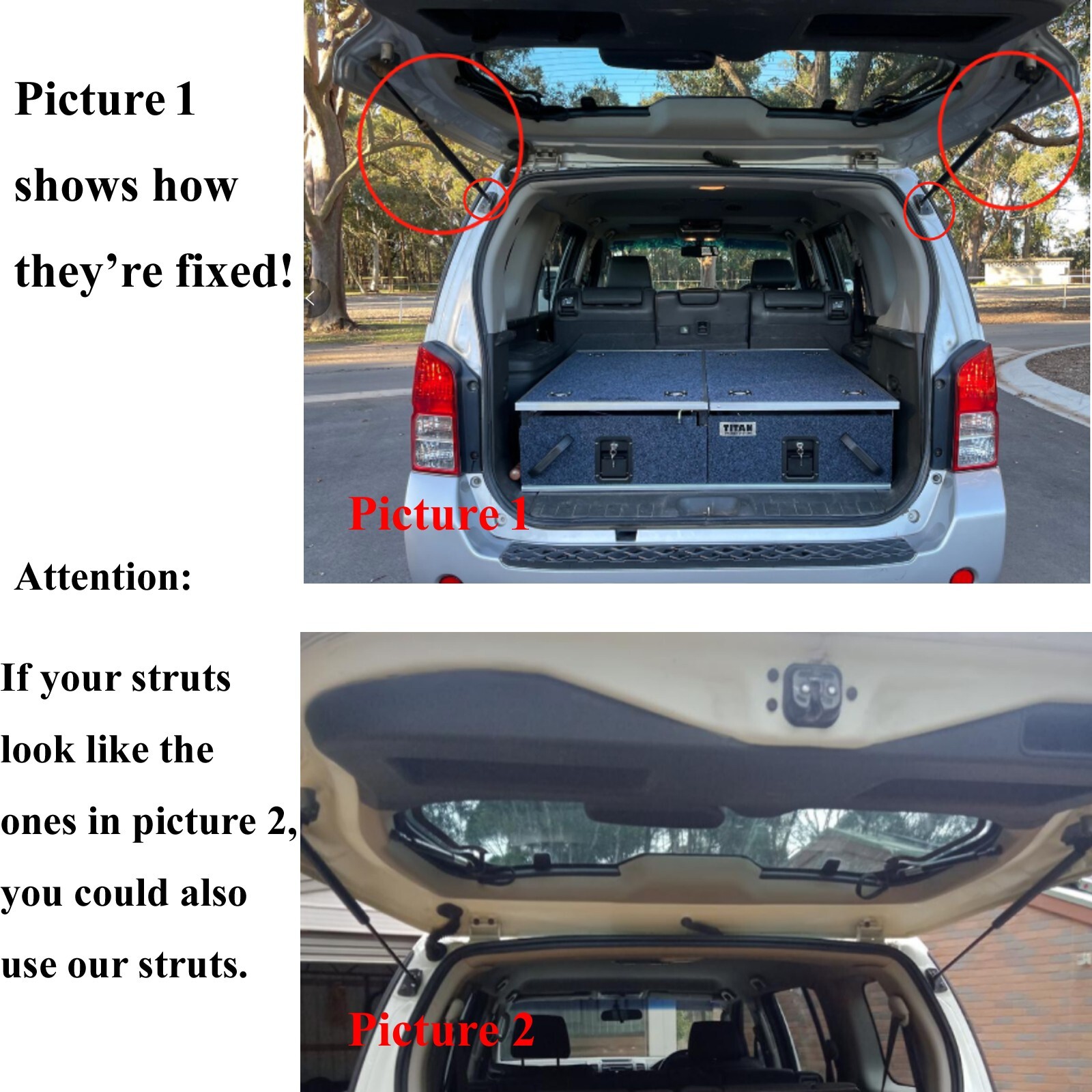 Rear Tailgate Boot Trunk Gas Struts for Nissan Pathfinder R51 ST Ti 550 ...