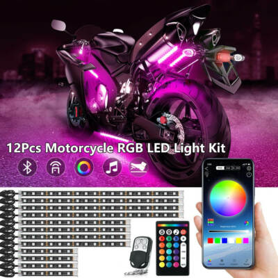 12 pcs Million Multi-Color RGB Motorcycle Underglow Neon LED Accent ...