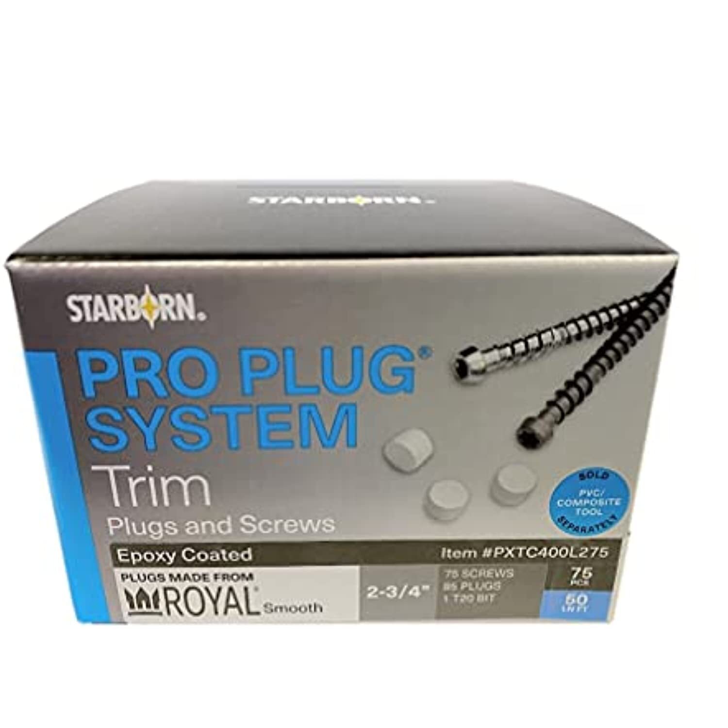 Pro Plug Kit for PVC Trim - Royal Smooth Trim - 50 Linear feet with 2-3 ...
