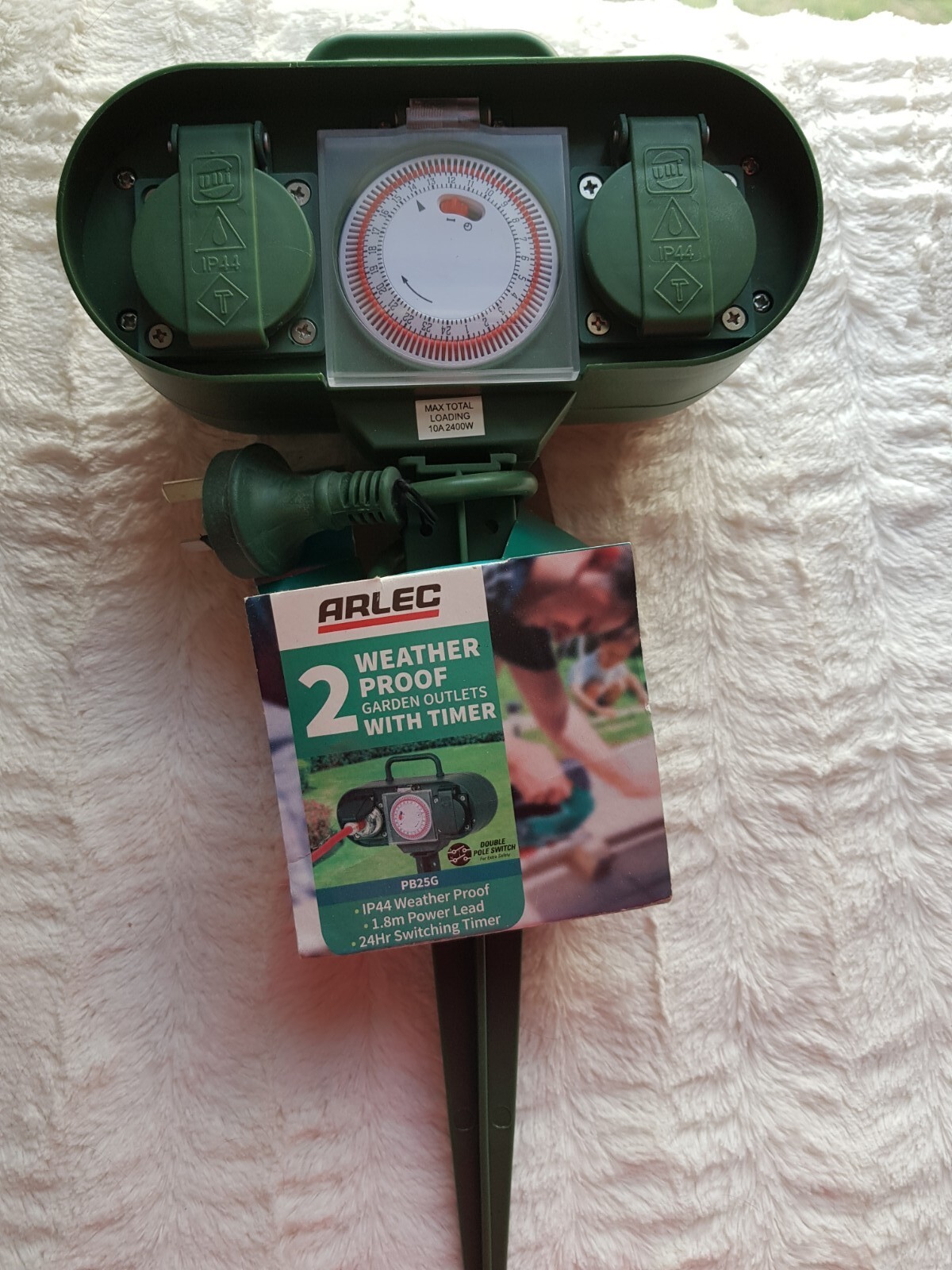 Genuine Arlec PB25G 2 Ip44 Outlet Outdoor Garden Stake Powerboard With Timer for sale online | eBay