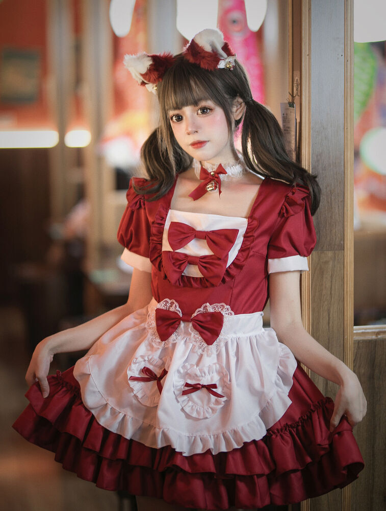 Japanese Anime Lolita Maid Dress Sweet Cute Waitress Cosplay Women ...