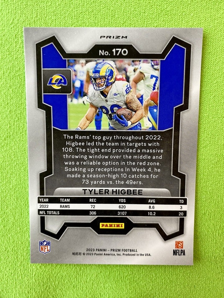 2023 Panini Prizm Tyler Higbee Orange Cracked Ice Prizm SP Los Angeles ...