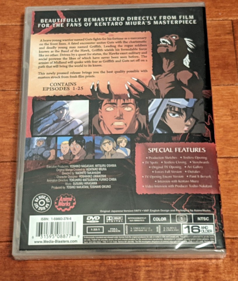 Berserk '97 Digitally Remastered Complete TV Series Collection Anime ...